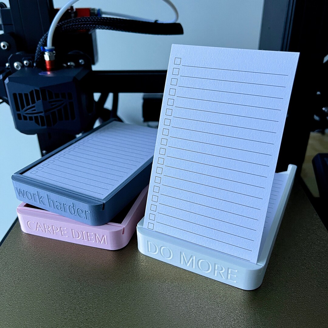 Analog 3D Printed Note Pad Index Cards Holder Motivational Phrase 3x5 ...