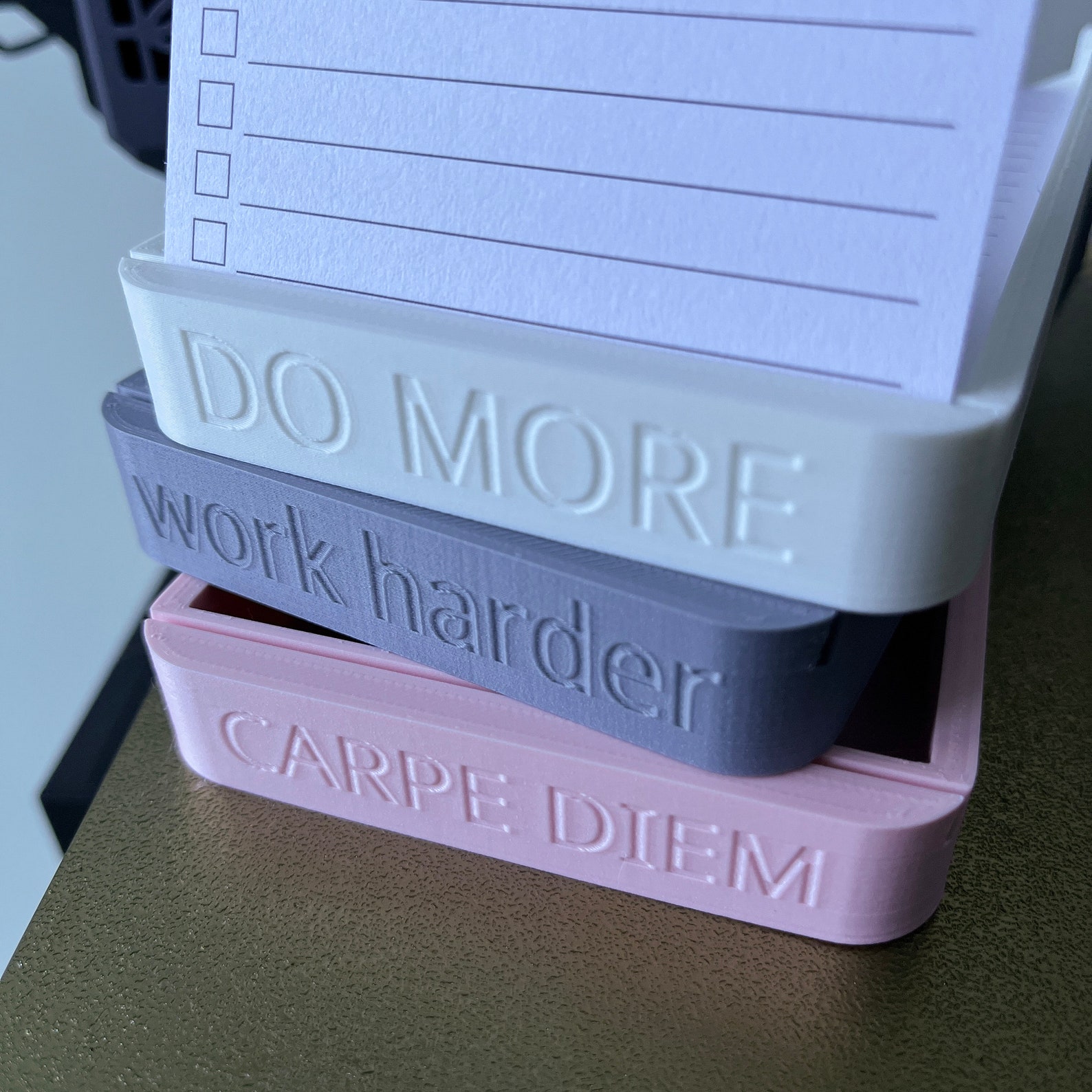 Analog 3D Printed Note Pad Index Cards Holder Motivational Phrase 3x5 ...