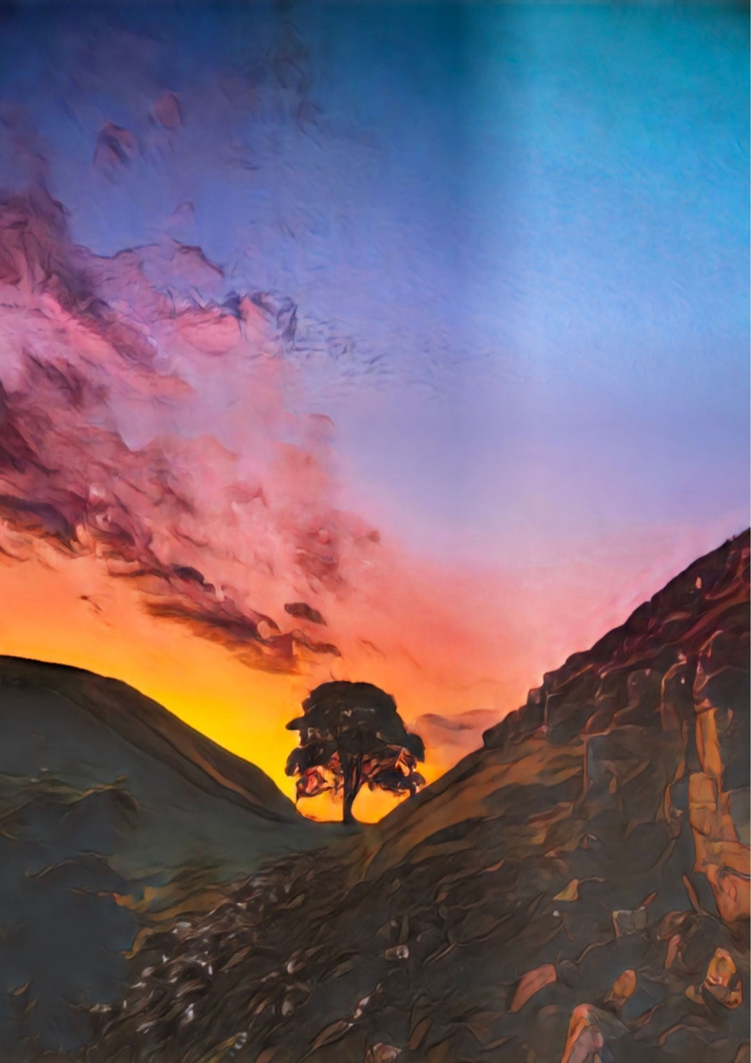 The Sycamore Gap Tree in Northumberland at Sunset Art Print - Etsy UK