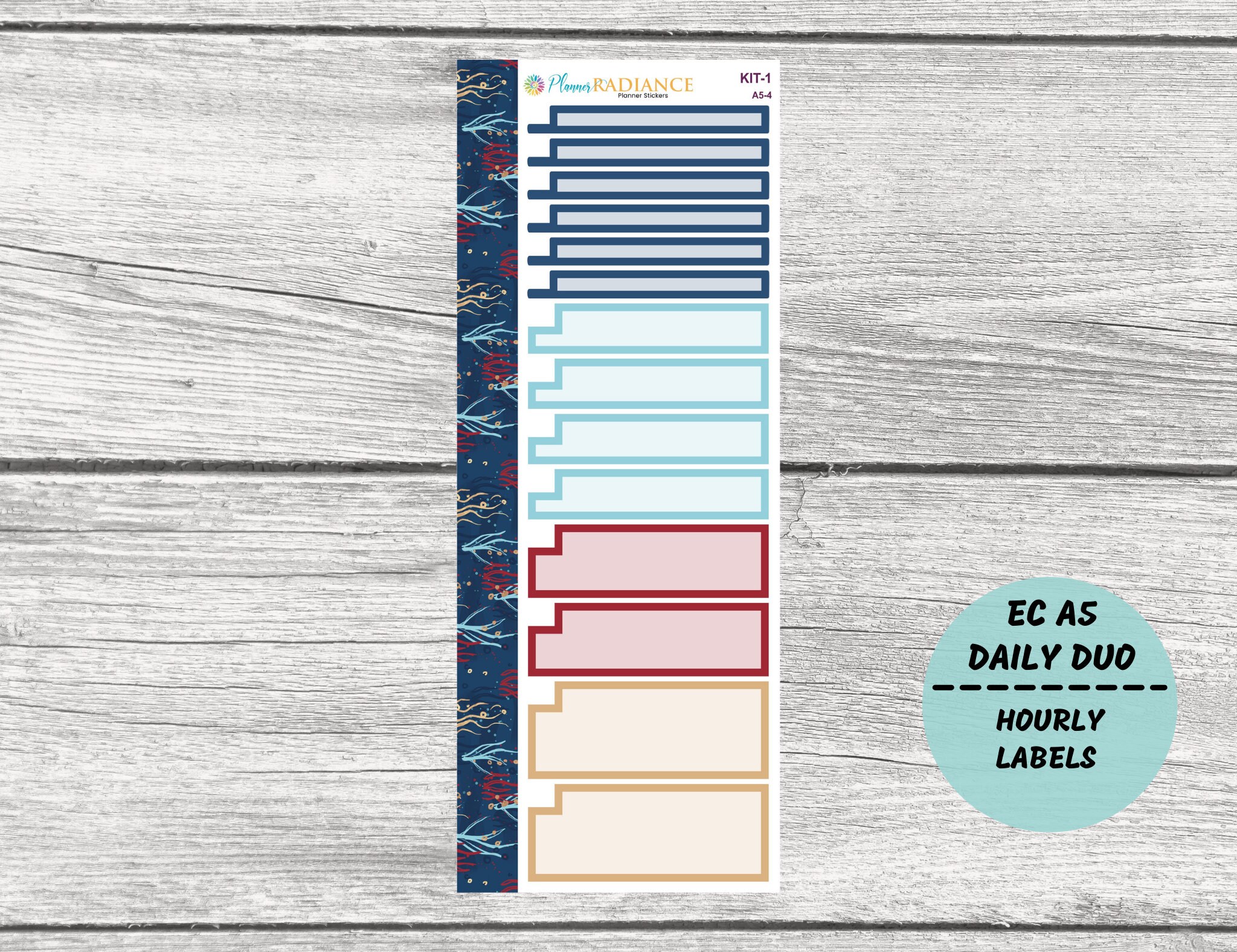 KIT-1 A5 DAILY DUO // sea Nautical A5 Daily Duo Planner Stickers Kit ...