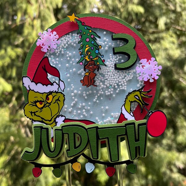 Personalized Grinch Cake Topper - Etsy