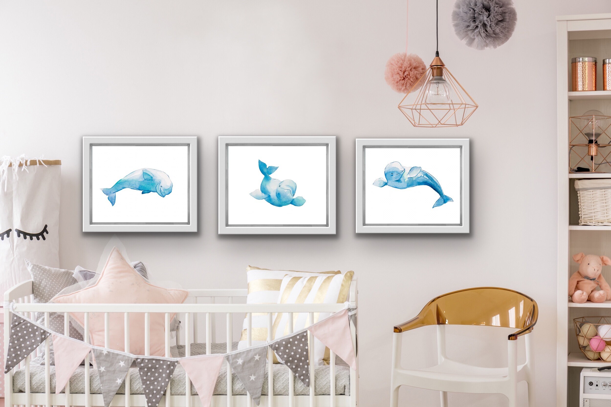 Whale Printables Nursery Artwork Ocean Decor Set of 3 Wall - Etsy
