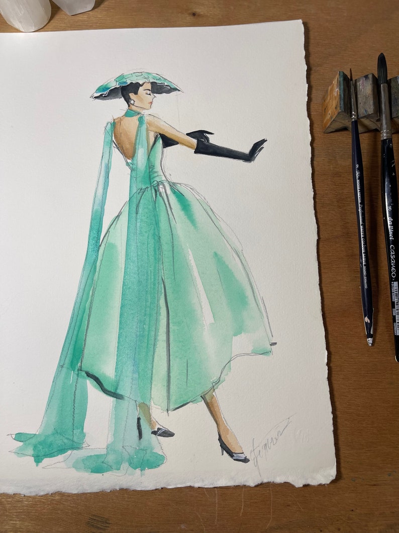 Hand Painted Evening Gown Custom Fashion Illustration: Personalized ...