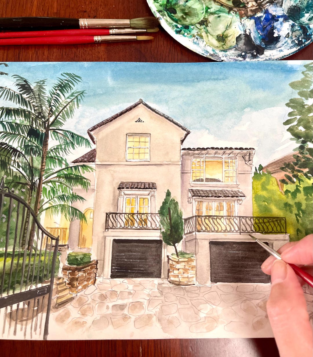 Christmas Gift | Custom Hand-painted House Painting | Stylised ...