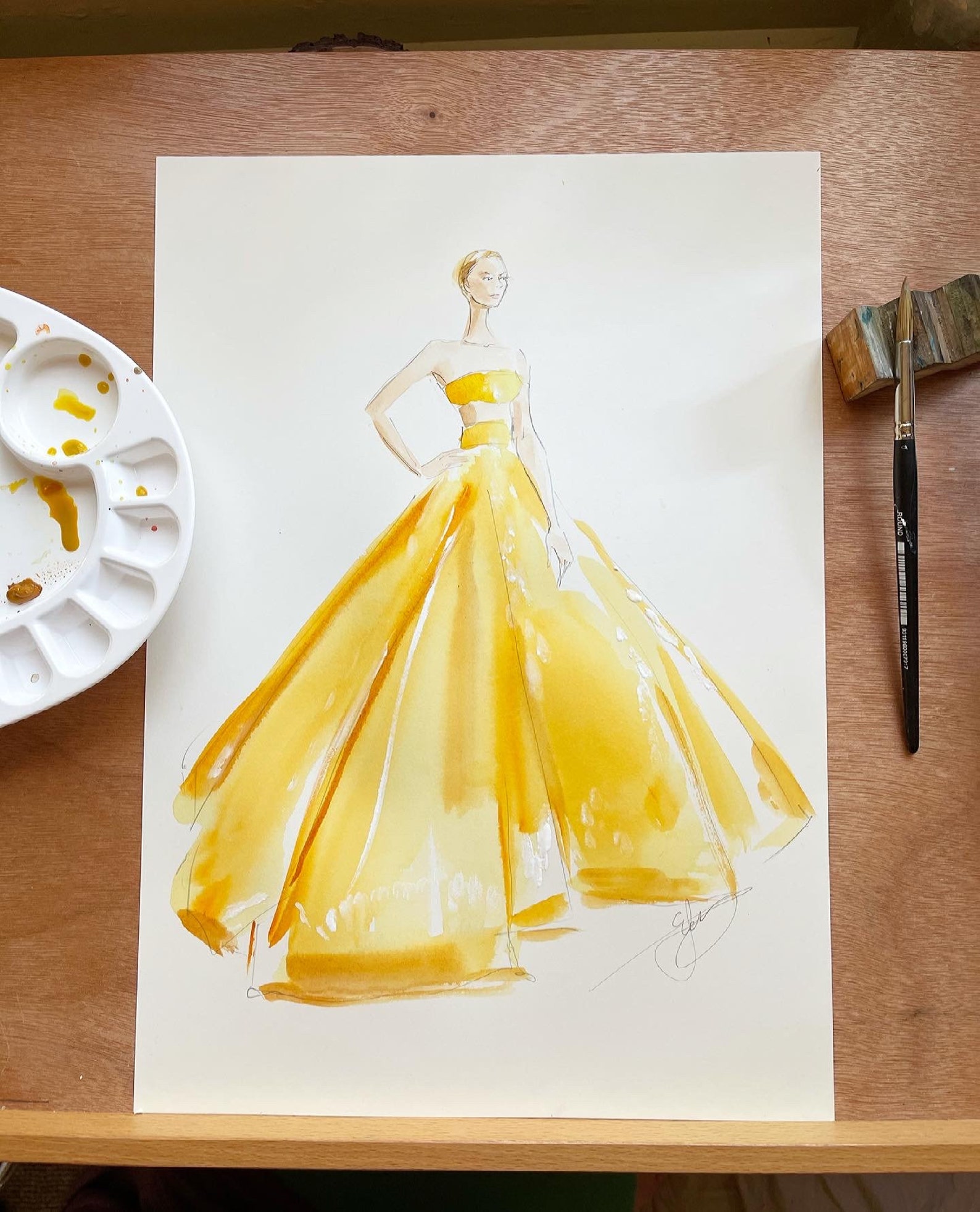 Hand Painted Red Carpet Fashion Illustration, Custom Fashion ...
