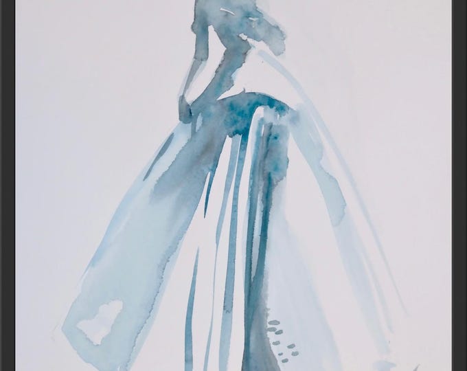 Blue Vintage Fashion Print, Coquette Poster, Retro Glamour Home Decor ...