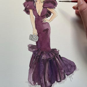Hand Painted Evening Gown Custom Fashion Illustration: Personalized ...