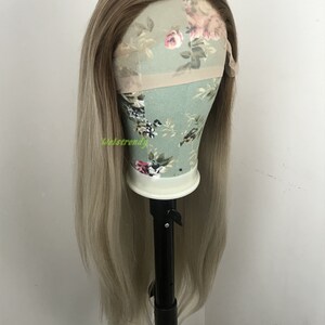 Realistic Dark Roots Ombre Ash Blonde Long Straight Hair - Etsy