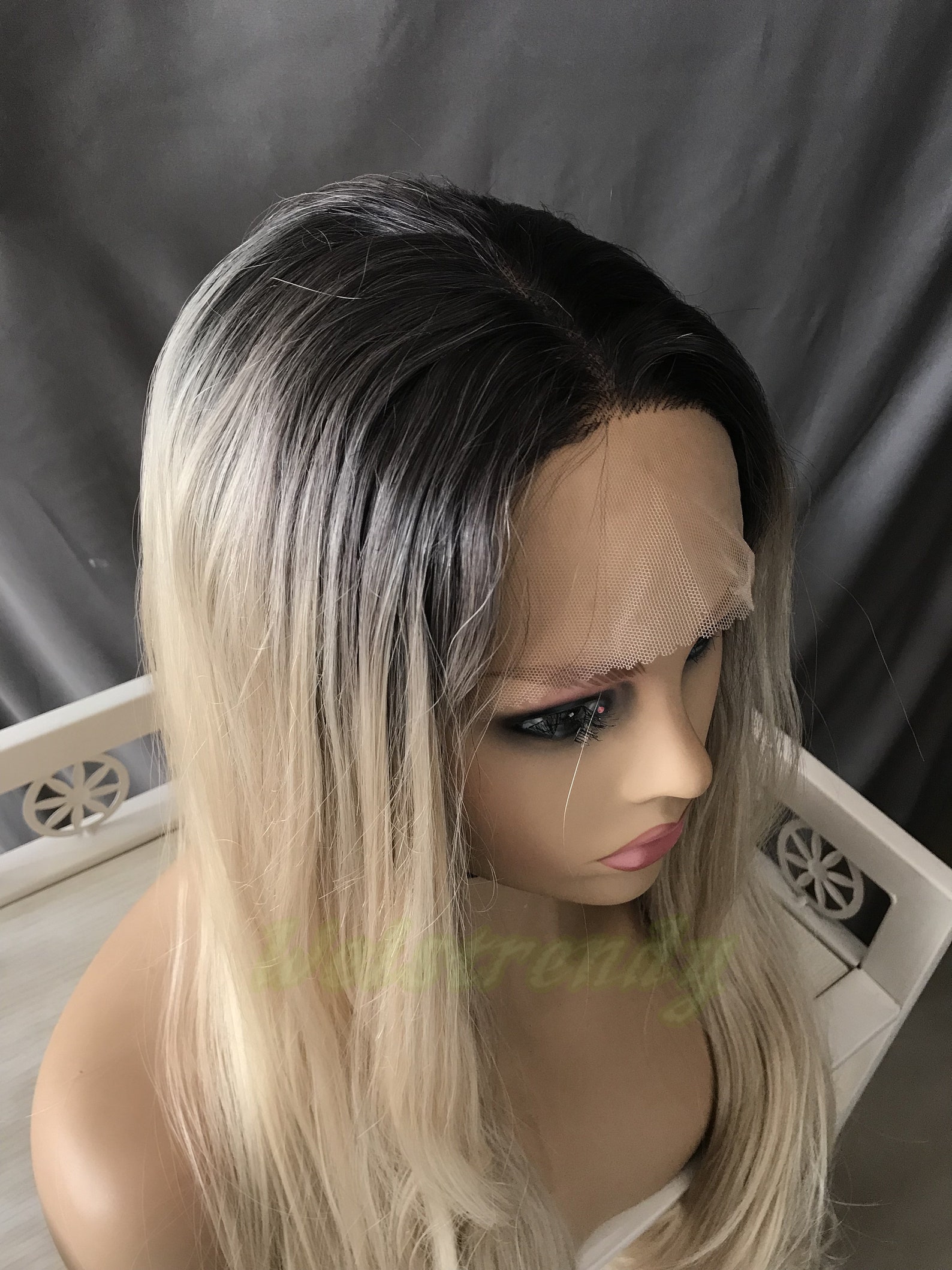 Realistic Dark Rooted Light Blonde Premium Synthetic Swiss - Etsy