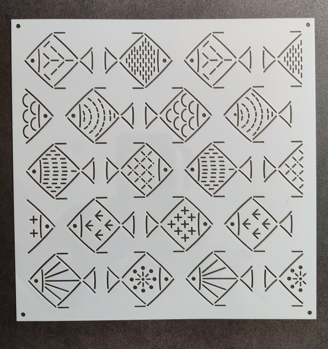 Sashiko Stencil With Small Fish Pattern for Hand Quilting and Embroidery Matte Finished Stencil ...