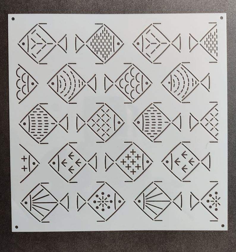 Sashiko Stencil With Small Fish Pattern for Hand Quilting and - Etsy