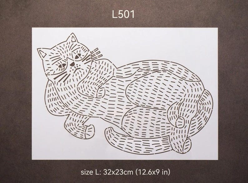 Sashiko Panel: Laying Cat Pre-printed Indigo Cotton Embroidery - Etsy