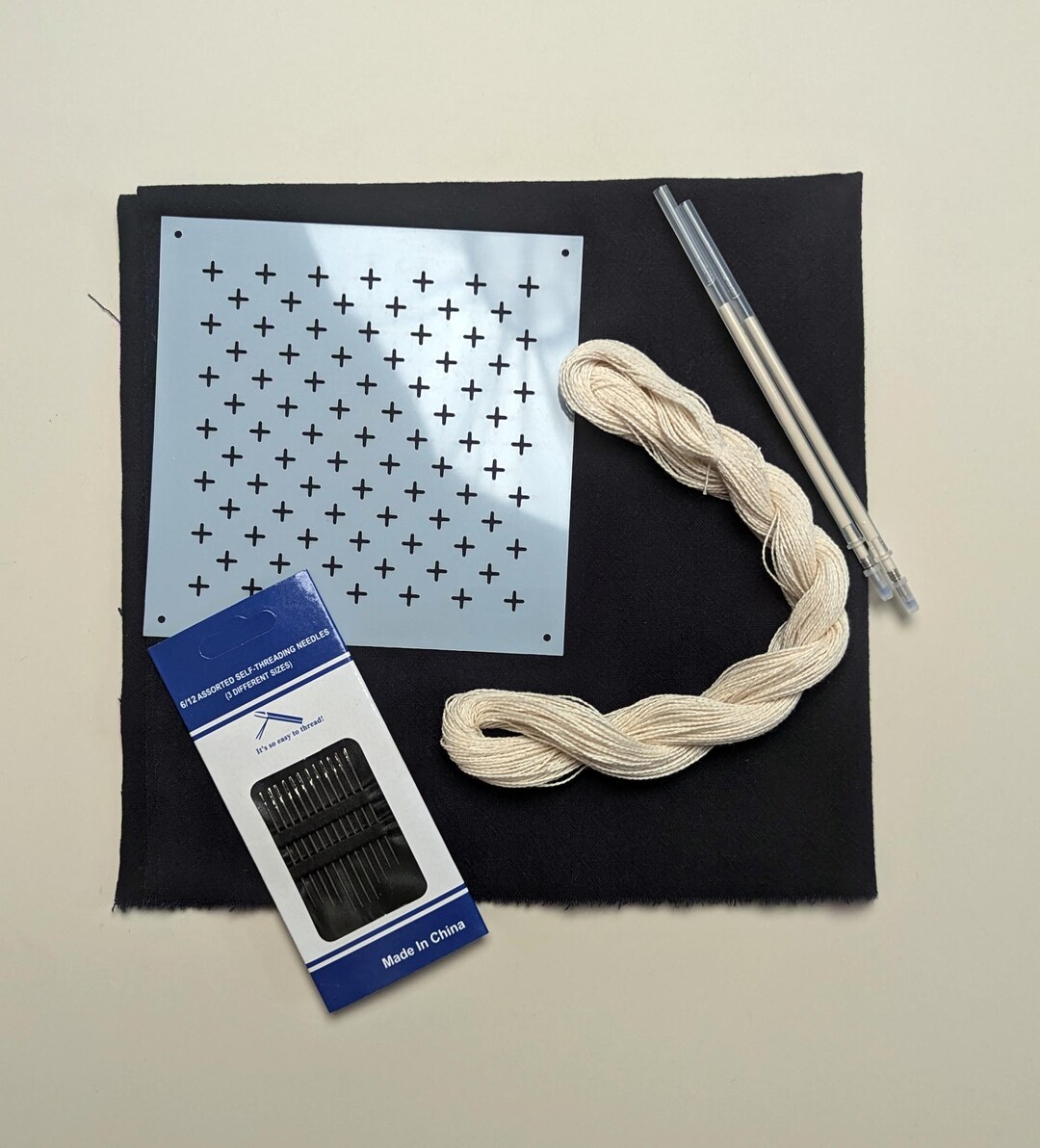 Sashiko Kit With Sashiko Thread, Self-threading Needles, Little Cross ...