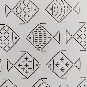 Sashiko Stencil With Small Fish Pattern for Hand Quilting and ...