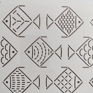 Sashiko Stencil With Small Fish Pattern for Hand Quilting and ...