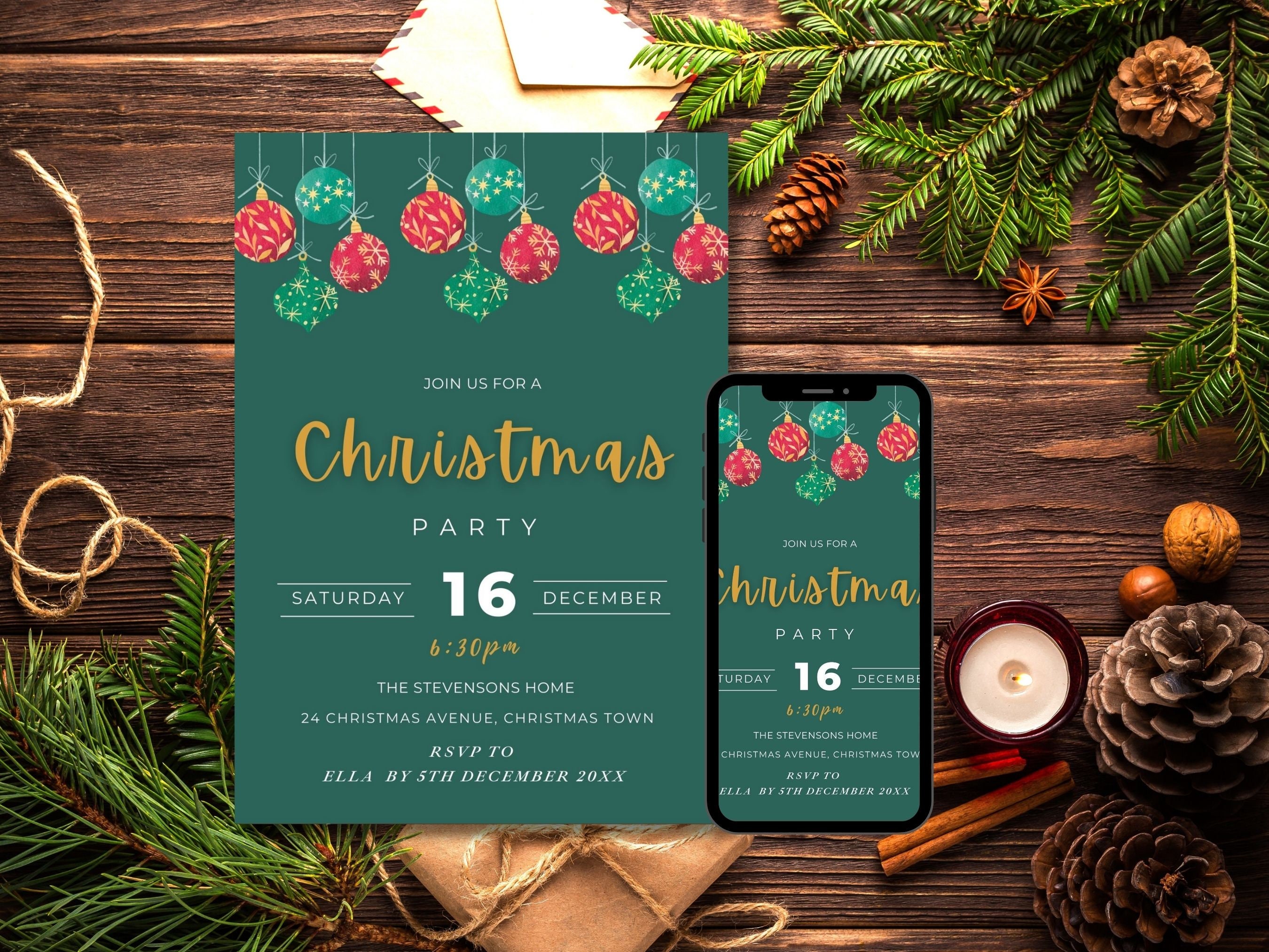 Editable Christmas Party Invitation, Christmas Party Invitation, Party ...