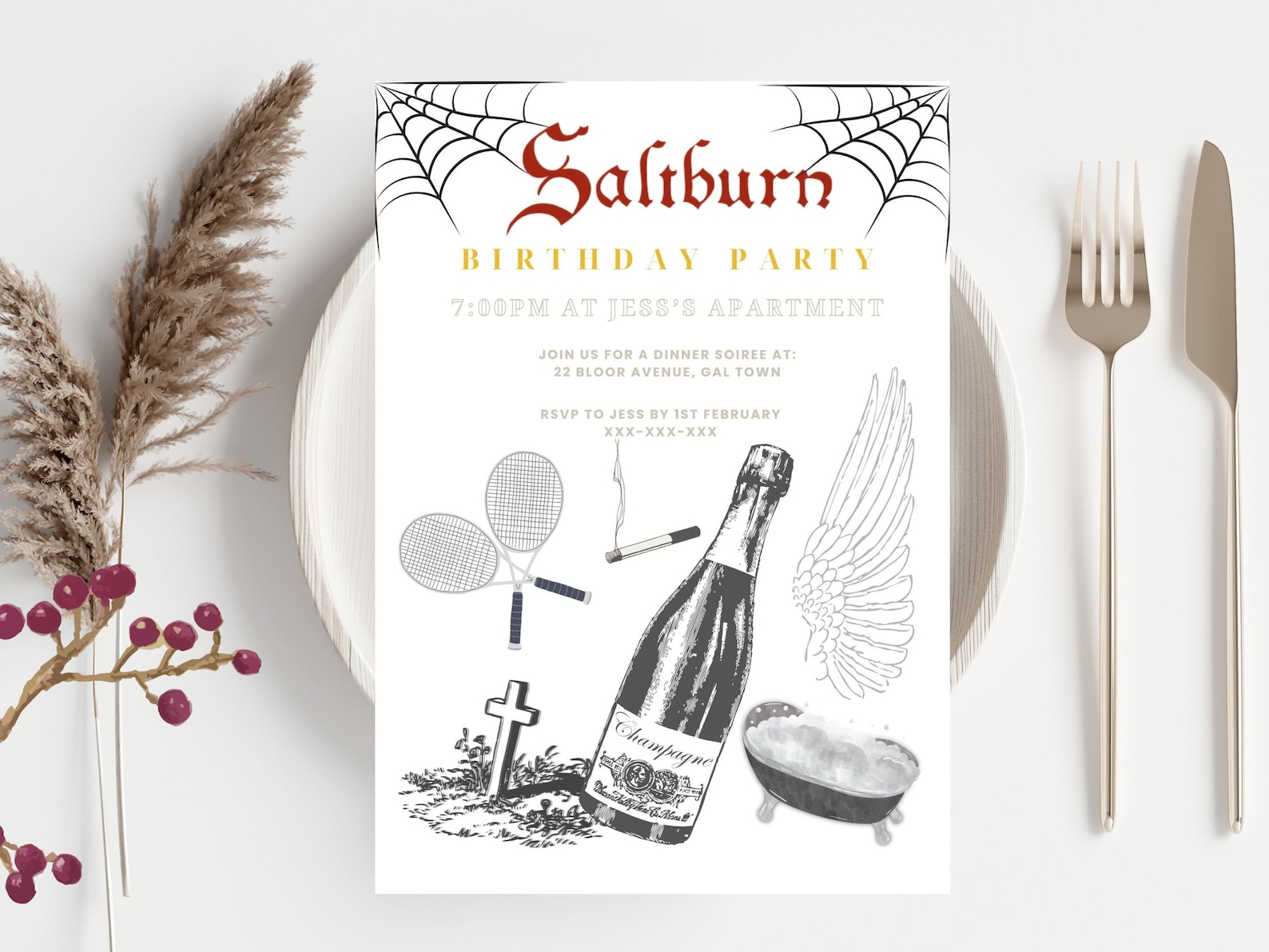 Saltburn Movie Invitation, Party Invite Template, Printable Invite ...