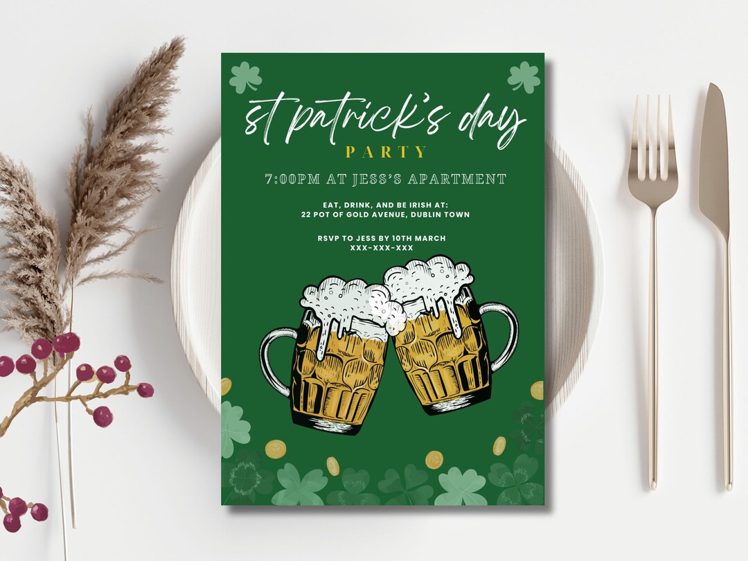 Get Lucky! Editable Digital St. Patrick's Day Party Invitation in Canva ...