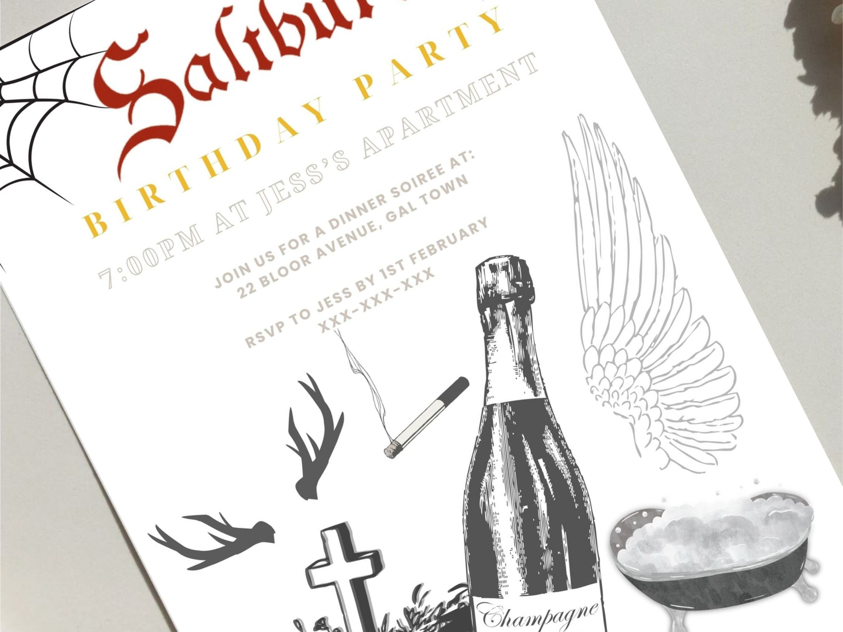 Saltburn Movie Invitation, Party Invite Template, Printable Invite ...