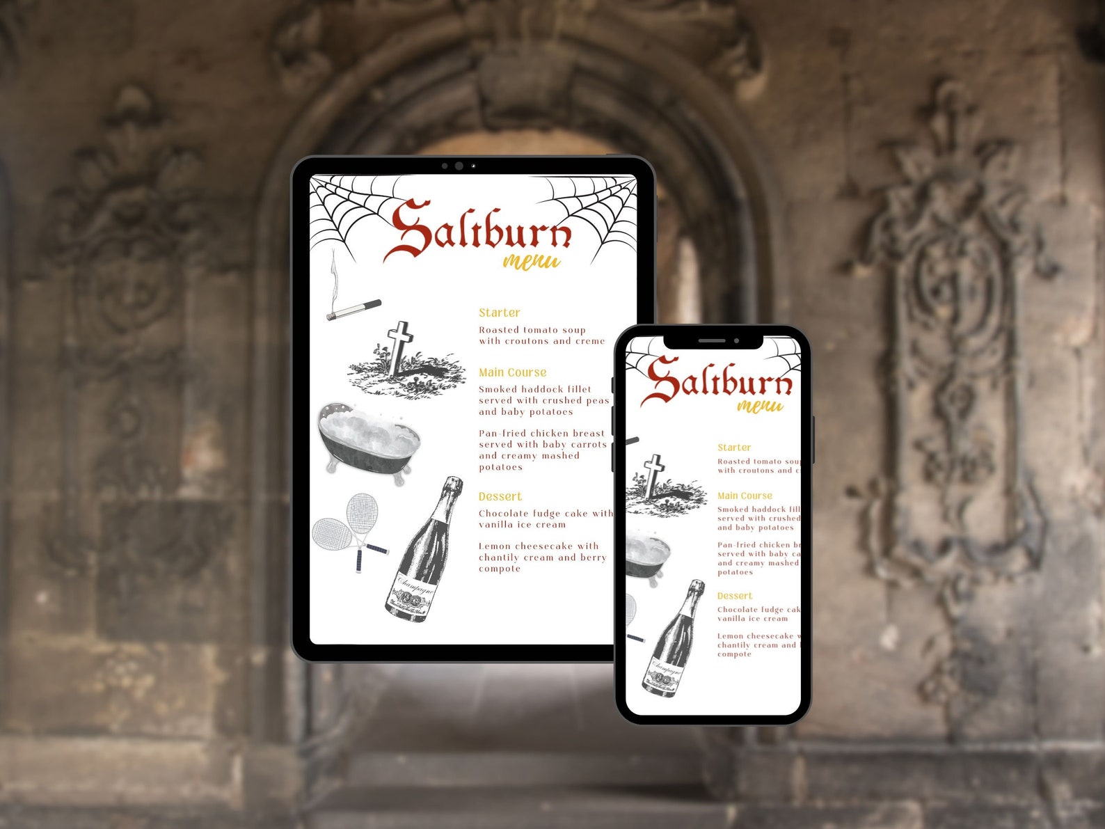 Saltburn Movie Menu Card, Party Menu Template, Printable Menu ...