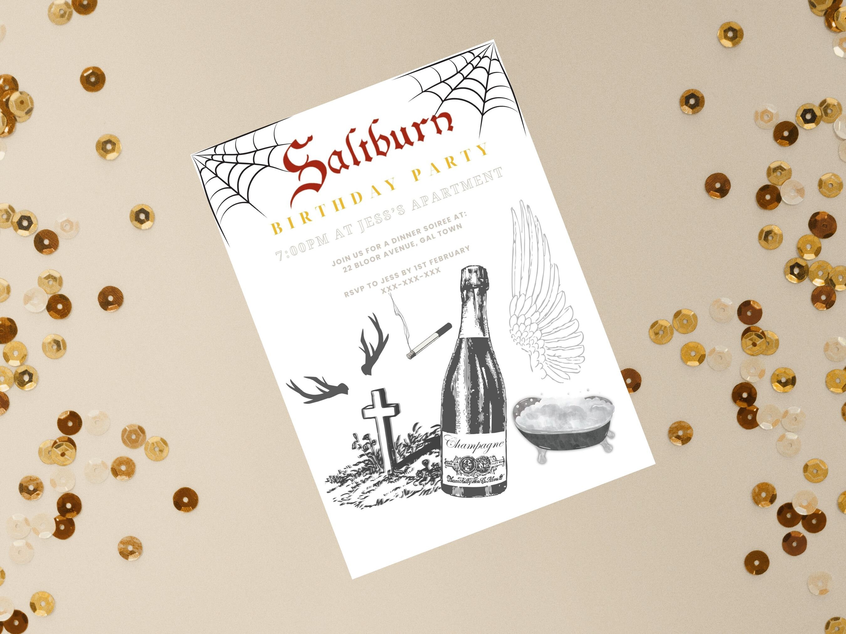 Saltburn Movie Invitation, Party Invite Template, Printable Invite ...