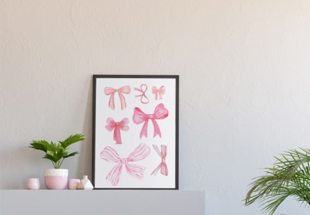 Coquette Pink Bow Collage Digital Wall Art Poster, Coquette Room Decor ...