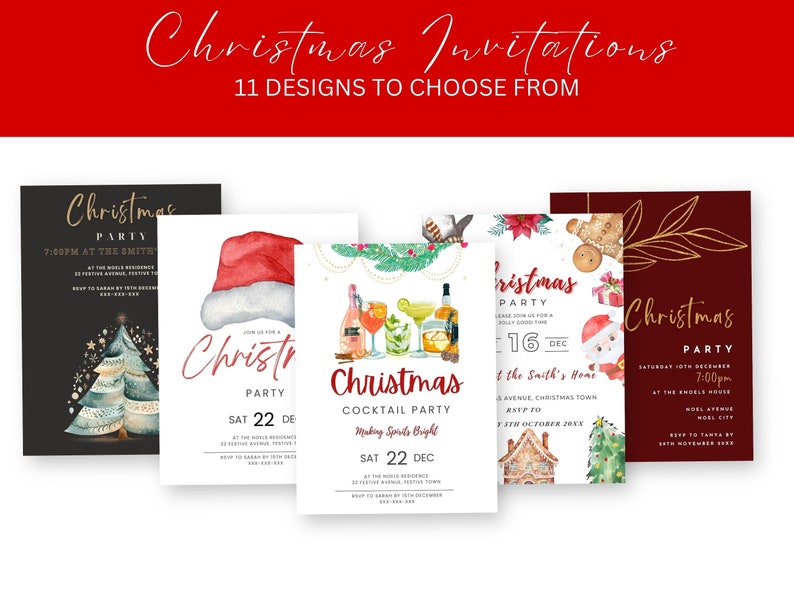 Editable Christmas Party Invitation Bundle, Christmas Party Invitation ...