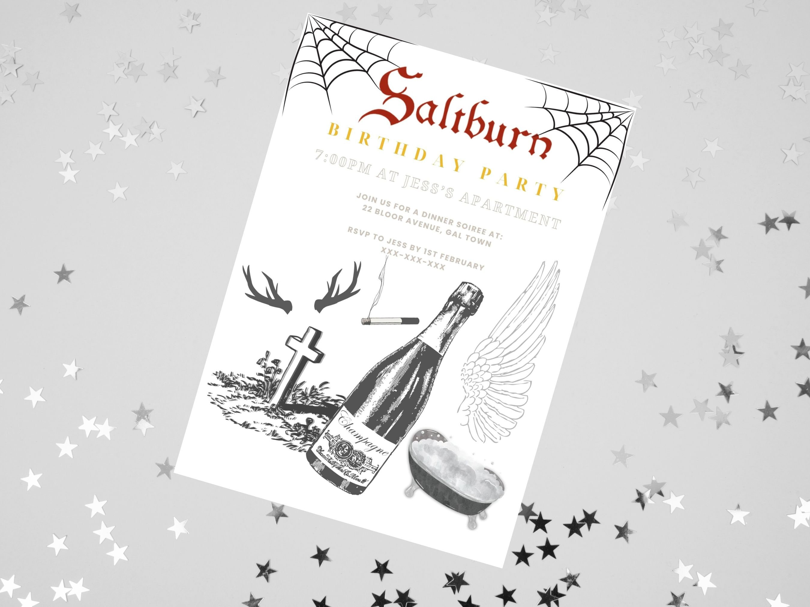 Saltburn Movie Invitation, Party Invite Template, Printable Invite ...