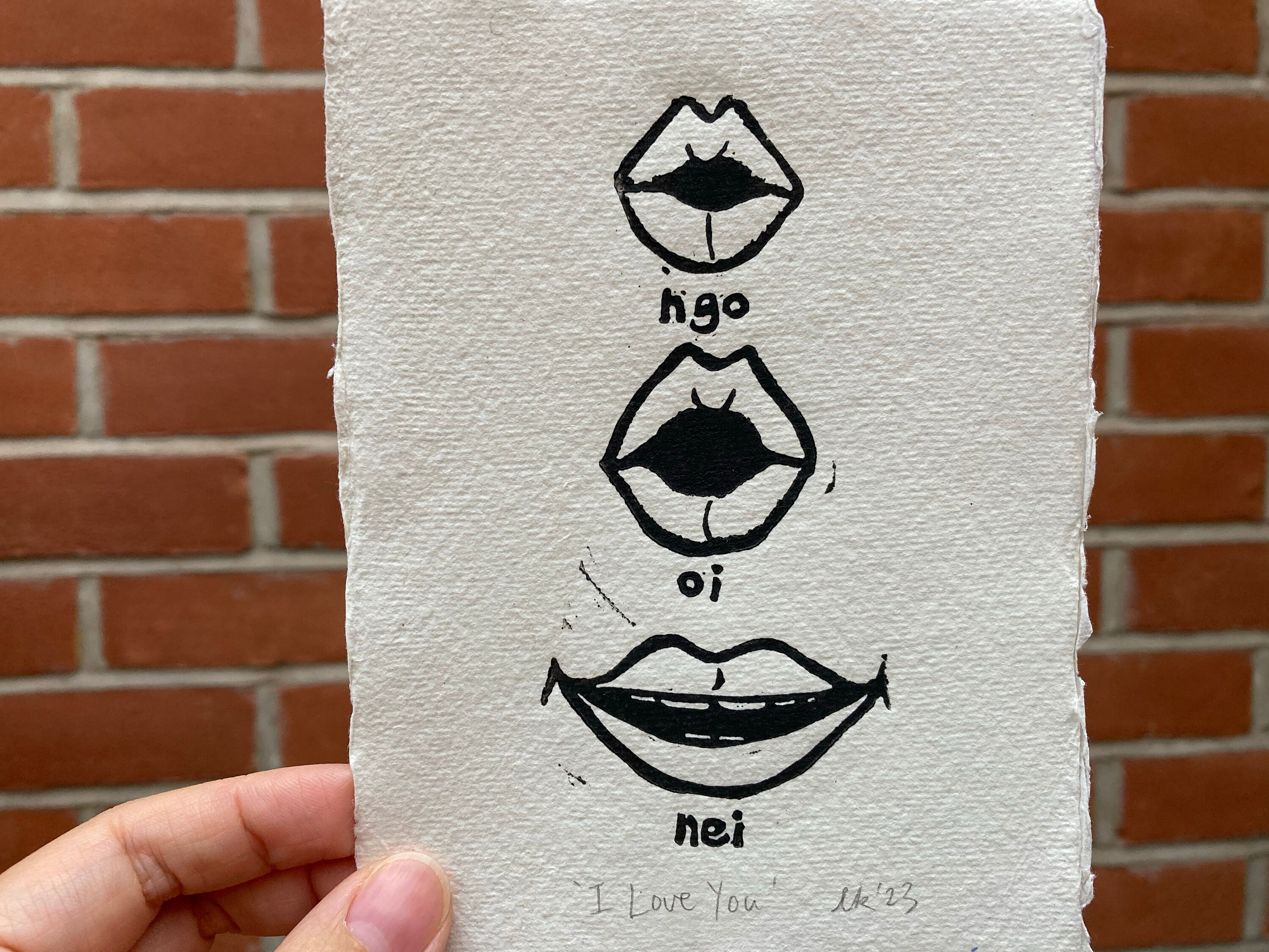 I Love You Linocut Print/ Red Lips Print - Etsy