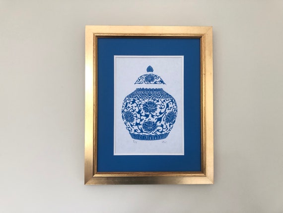 Chinese Ginger Jar Vase Linocut Print - Etsy