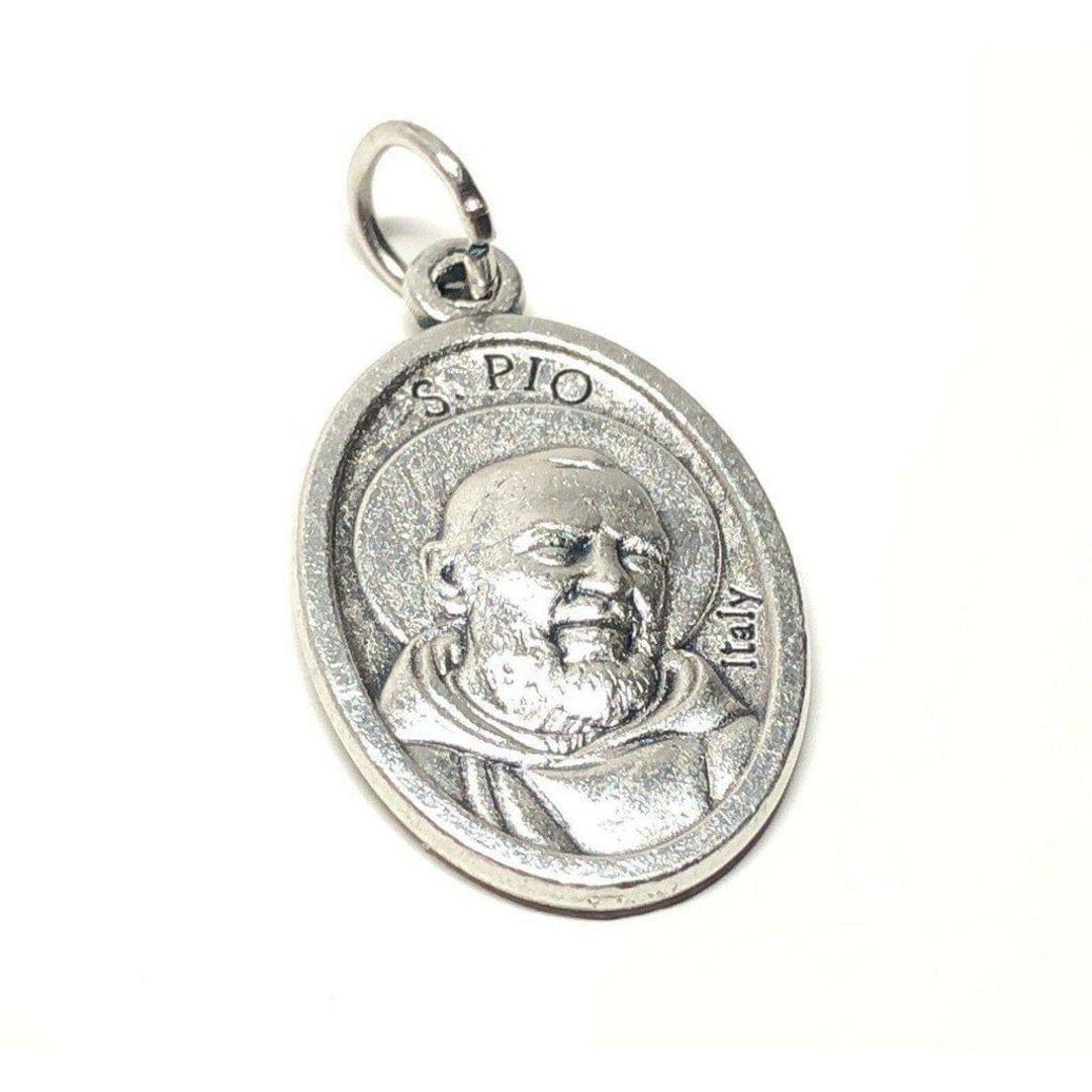 St. Padre Pio Medal – Silver Oxidized Pendant, Blessed by Pope Leo XIV ...