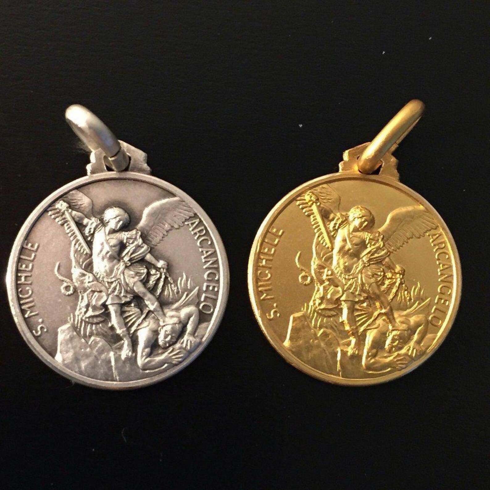 St. Michael Archangel Gold Plated 925 Silver Medal Patron of - Etsy