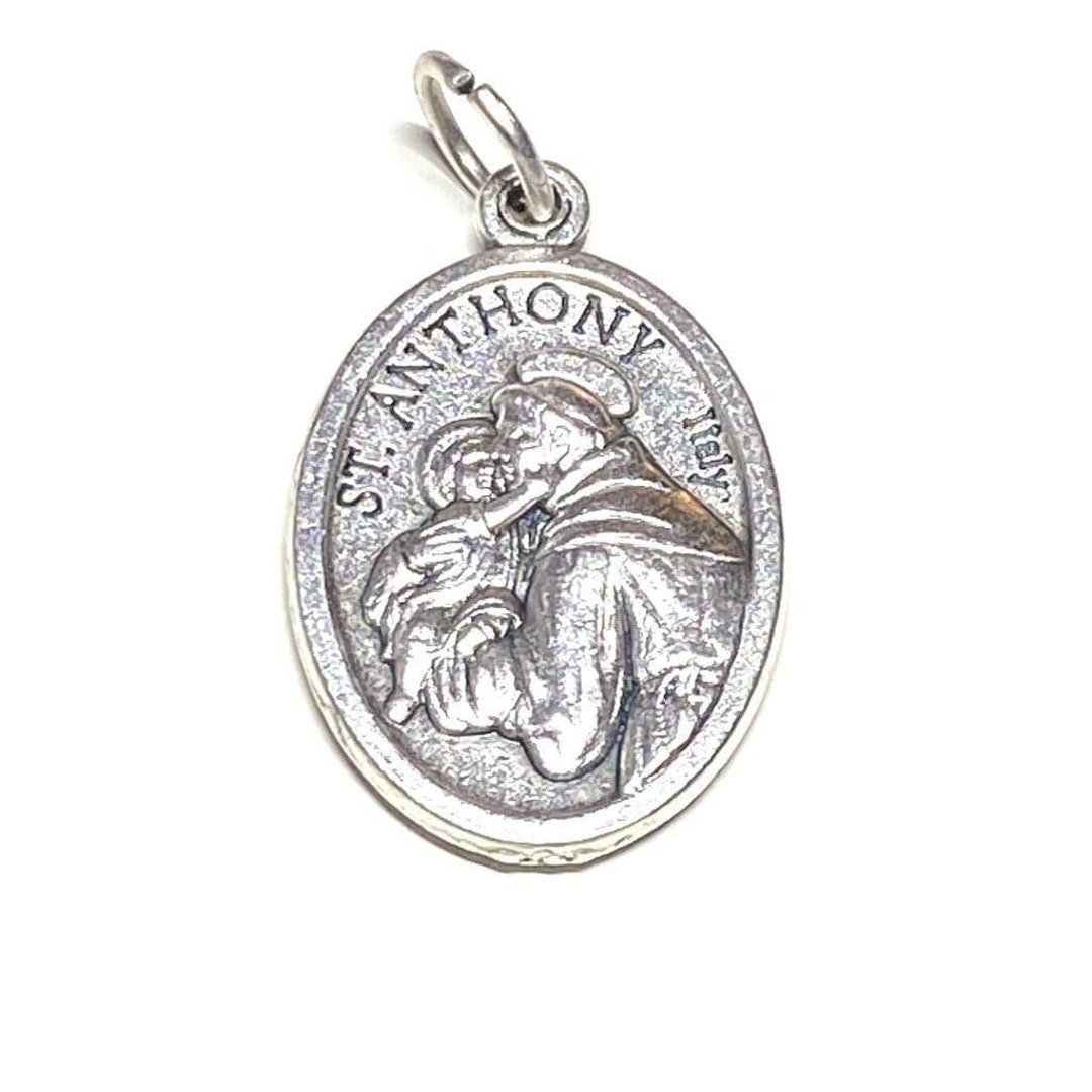 St. Anthony Silver Oxidized Medal Pendant Blessed by Pope - Etsy