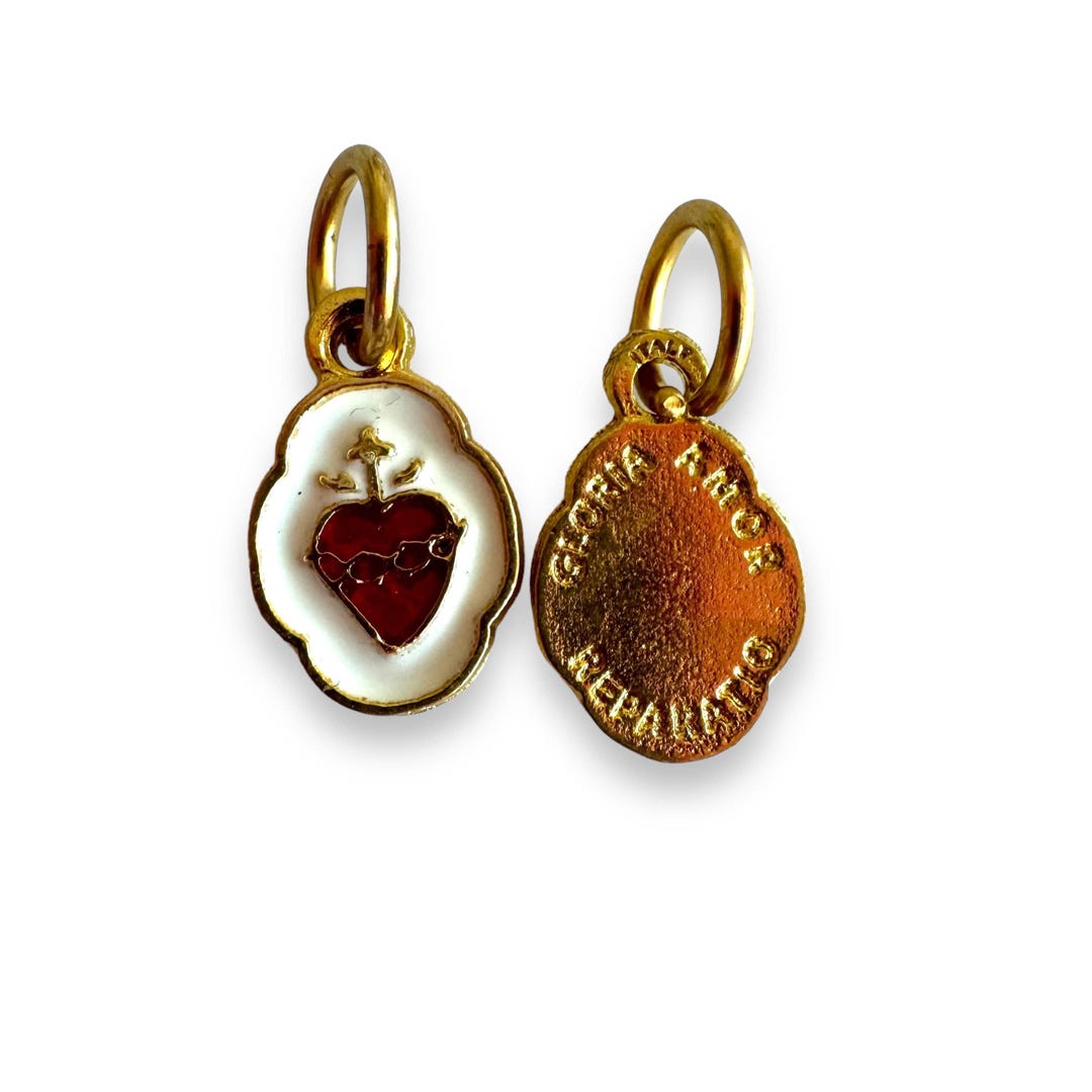 Tiny Catholic Heart of Jesus Medal Pendant Charm Blessed by Pope - Etsy