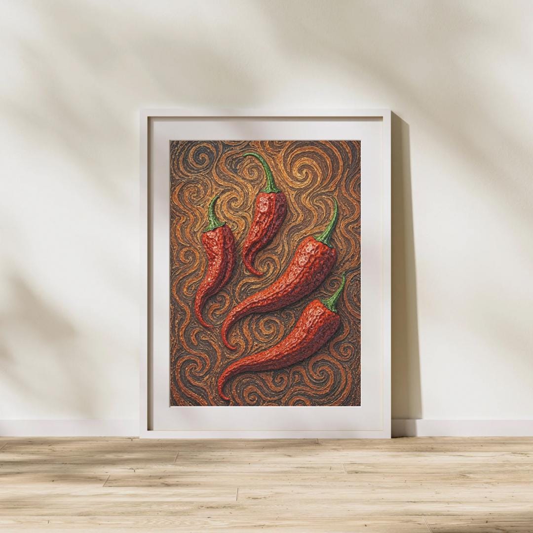 Rustic Chilli Swirls - Printable Kitchen Wall Art | A3 High Resolution ...
