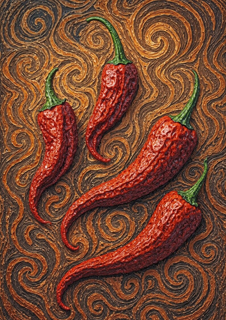 Rustic Chilli Swirls - Printable Kitchen Wall Art | A3 High Resolution ...
