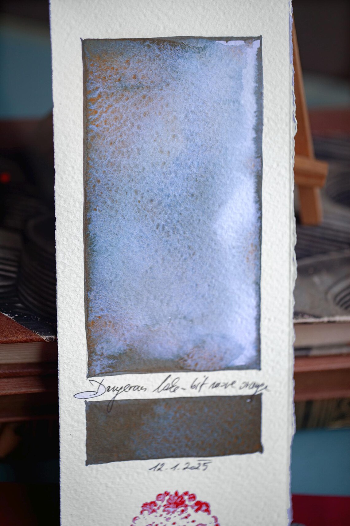Handmade Watercolor DANGEROUS Lakes Dark Granulating BLUE Dramatic ...