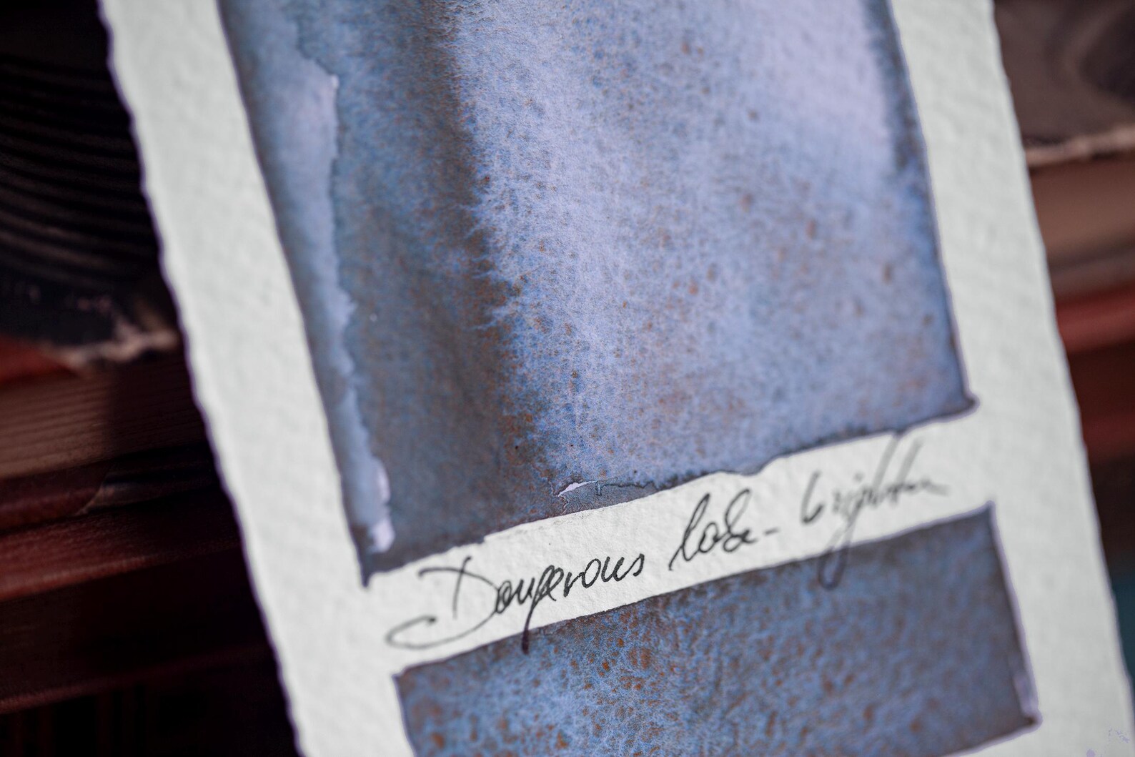 Handmade Watercolor DANGEROUS Lakes Dark Granulating BLUE Dramatic ...