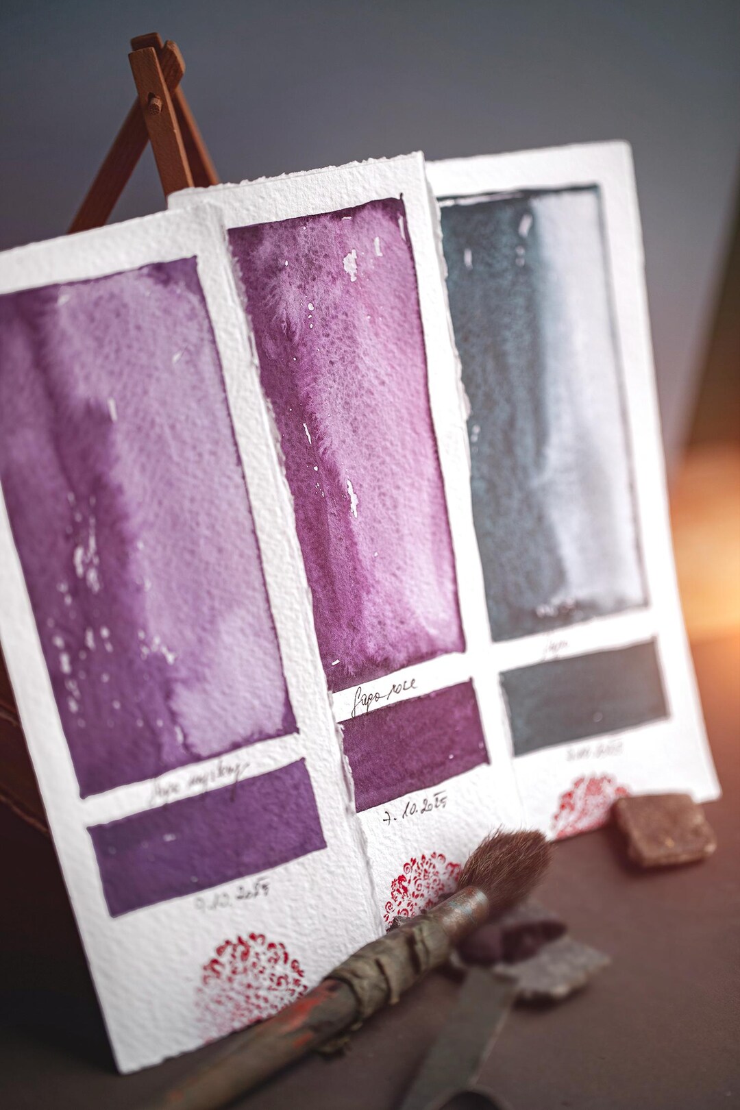 Handmade Watercolor SAGA Mellow Misty Violet Blue Granulating Artisan ...