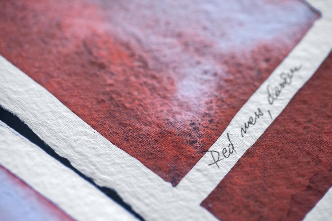 Handmade Watercolor RED MESS Duo - Granulating, Moody, Textured Artisan ...