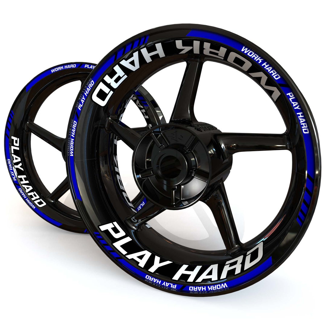 Wheel Stickers "work Hard - Play Hard" Rim Stickers Decals Tape Stripes ...
