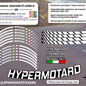Wheel Stickers for Ducati HYPERMOTARD Rim Stickers Decals Tape Stripes ...