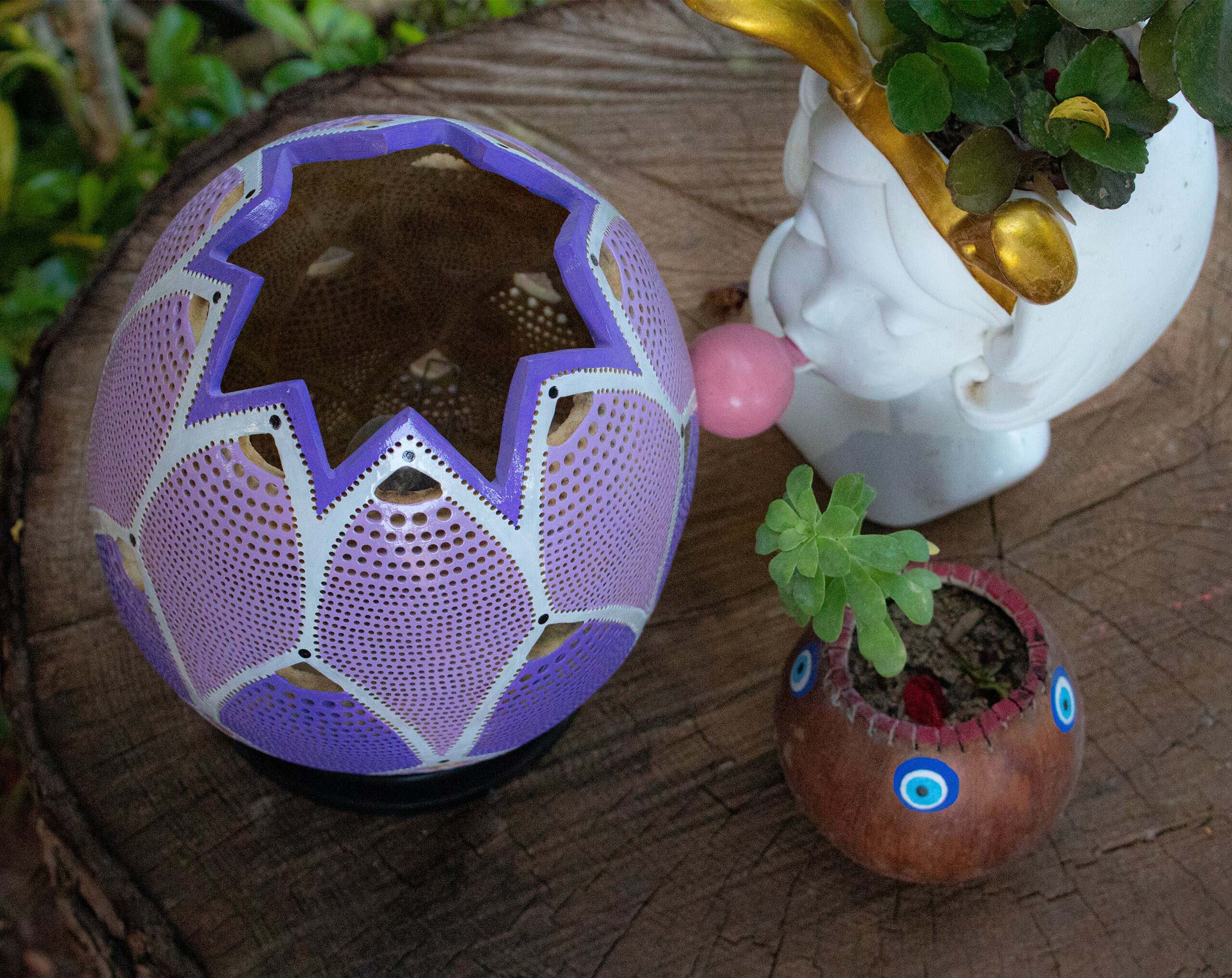 Cute Fairy Gourd Lamp, Lilac Turkish Calabash Lamp for Bedroom Bedside ...