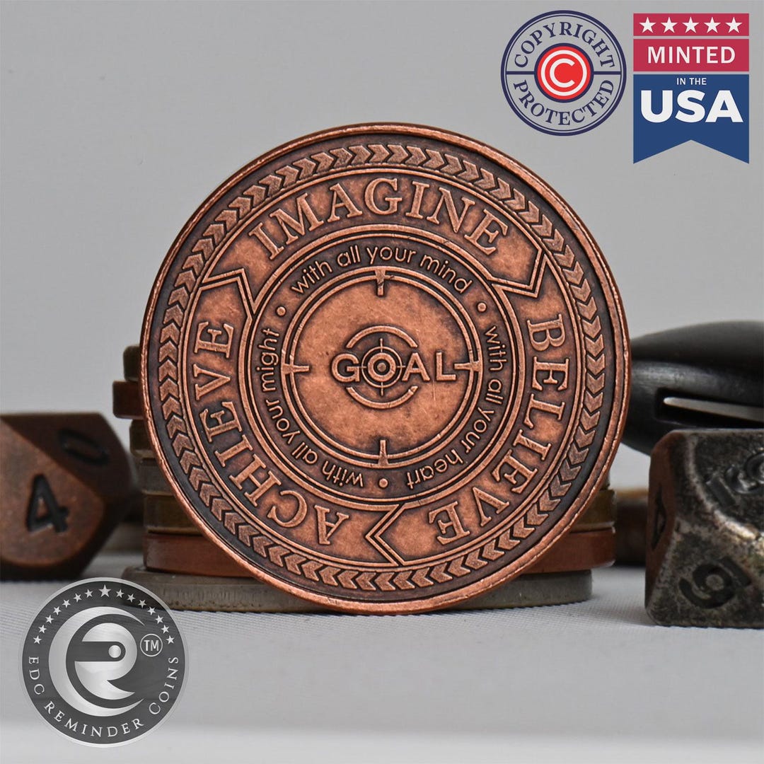 Goal Achiever Coin | EDC Reminder Copper Challenge Coin | Motivation ...
