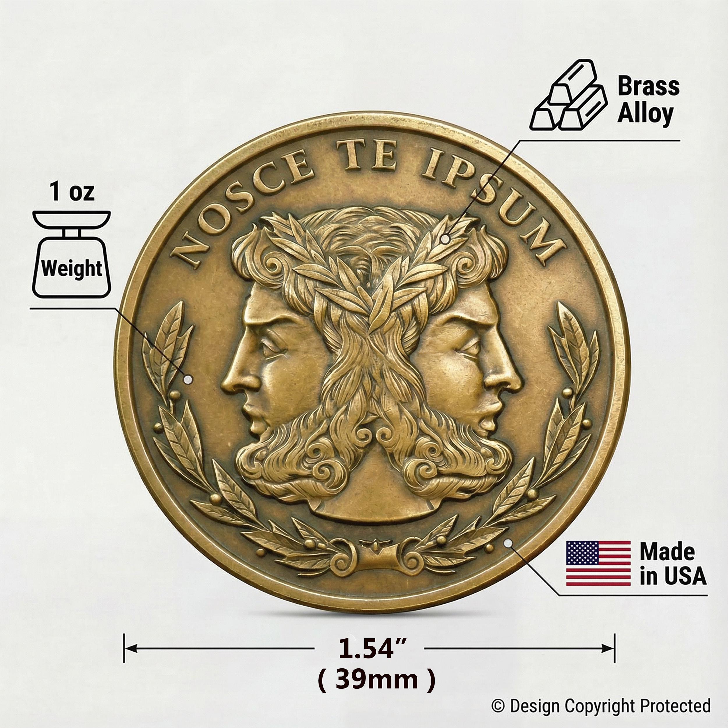 Know Thyself Coin | EDC Reminder Coins | Brass Challenge Coins | Daily ...