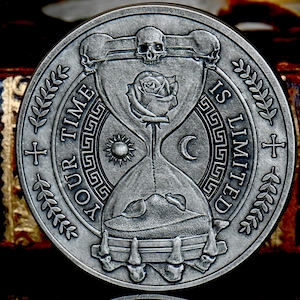 Memento Mori Coin: Antique Silver Finish, Stoic Reminder Medallion - Etsy