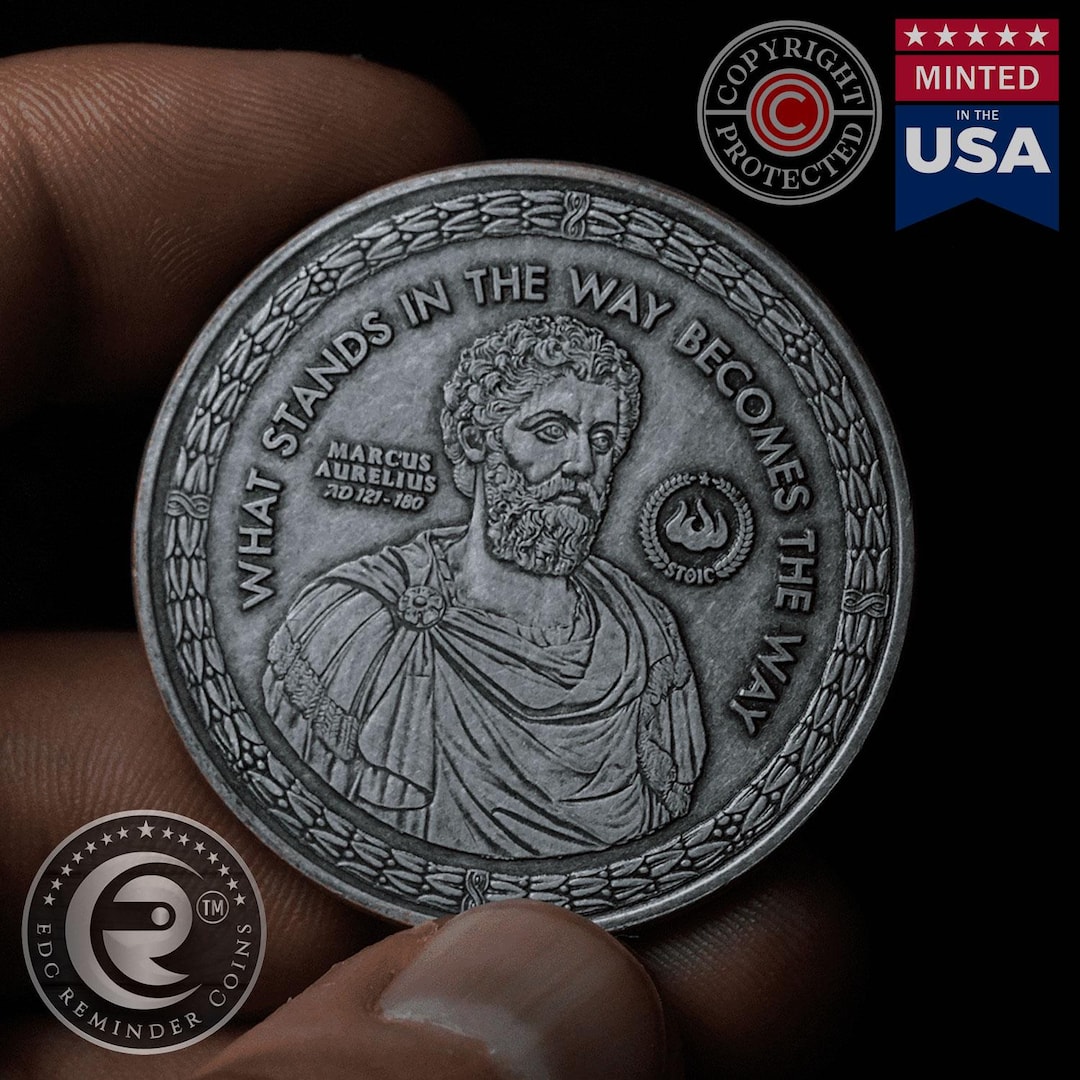Stoic Reminder Coin: Marcus Aurelius Quote - Antique Silver Brass - Etsy