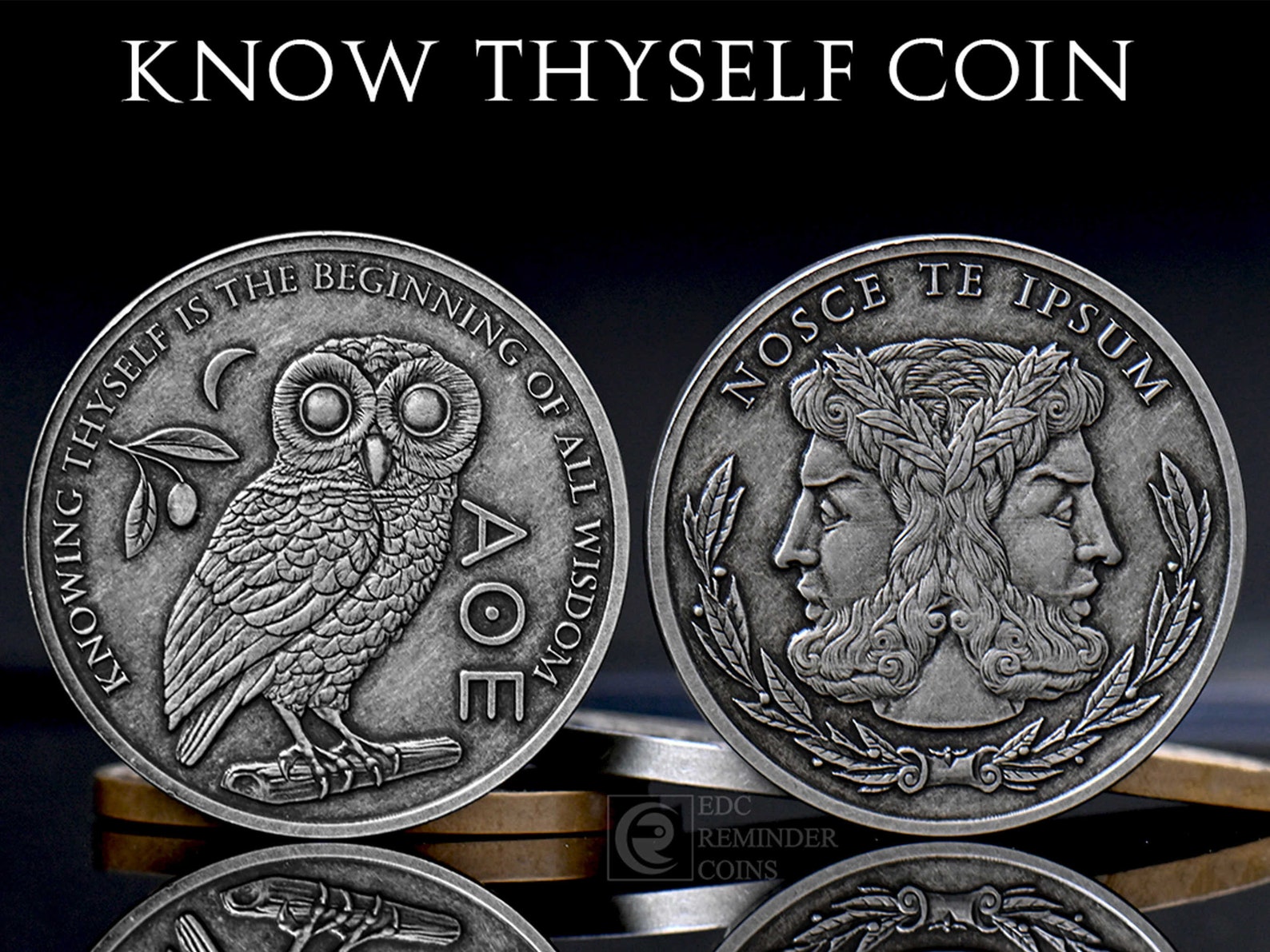 Know Thyself Coin EDC Reminder Coins Daily Stoic Quote - Etsy