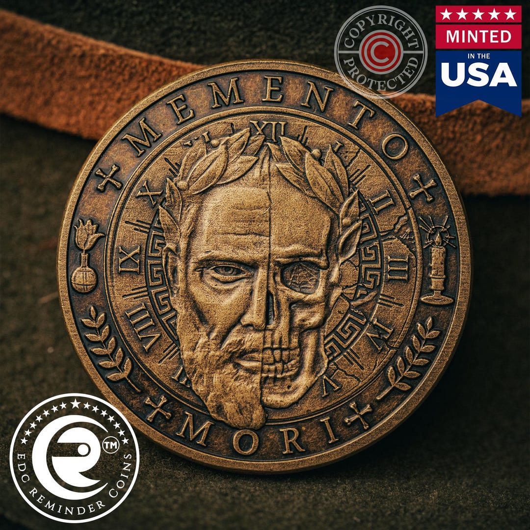 Memento Mori Coin | EDC Reminder Coins | Daily Stoic Quote Mindset Coin ...