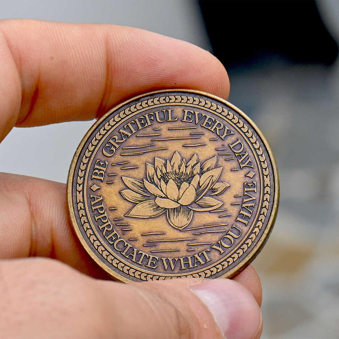 Gratitude Coin | EDC Reminder Coin Gift Best Friend | Grateful Self ...